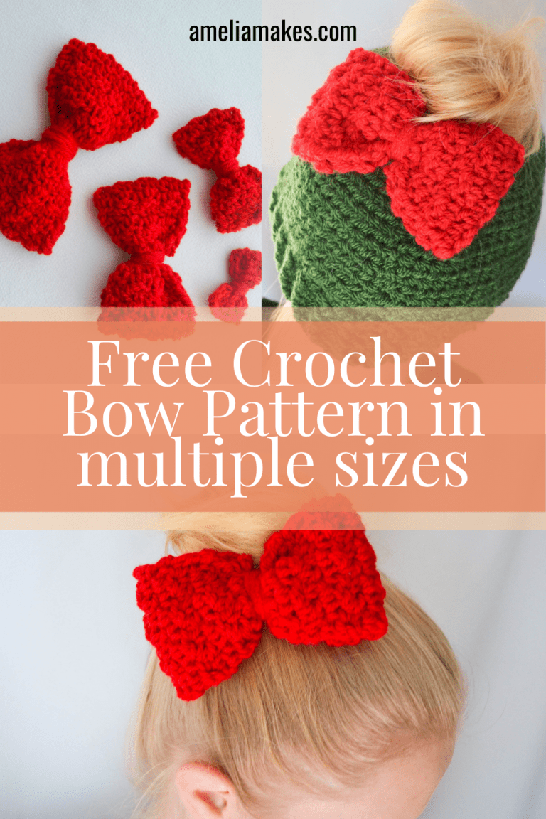 How to Crochet a Bow in 4 Sizes- Free Pattern - Amelia Makes