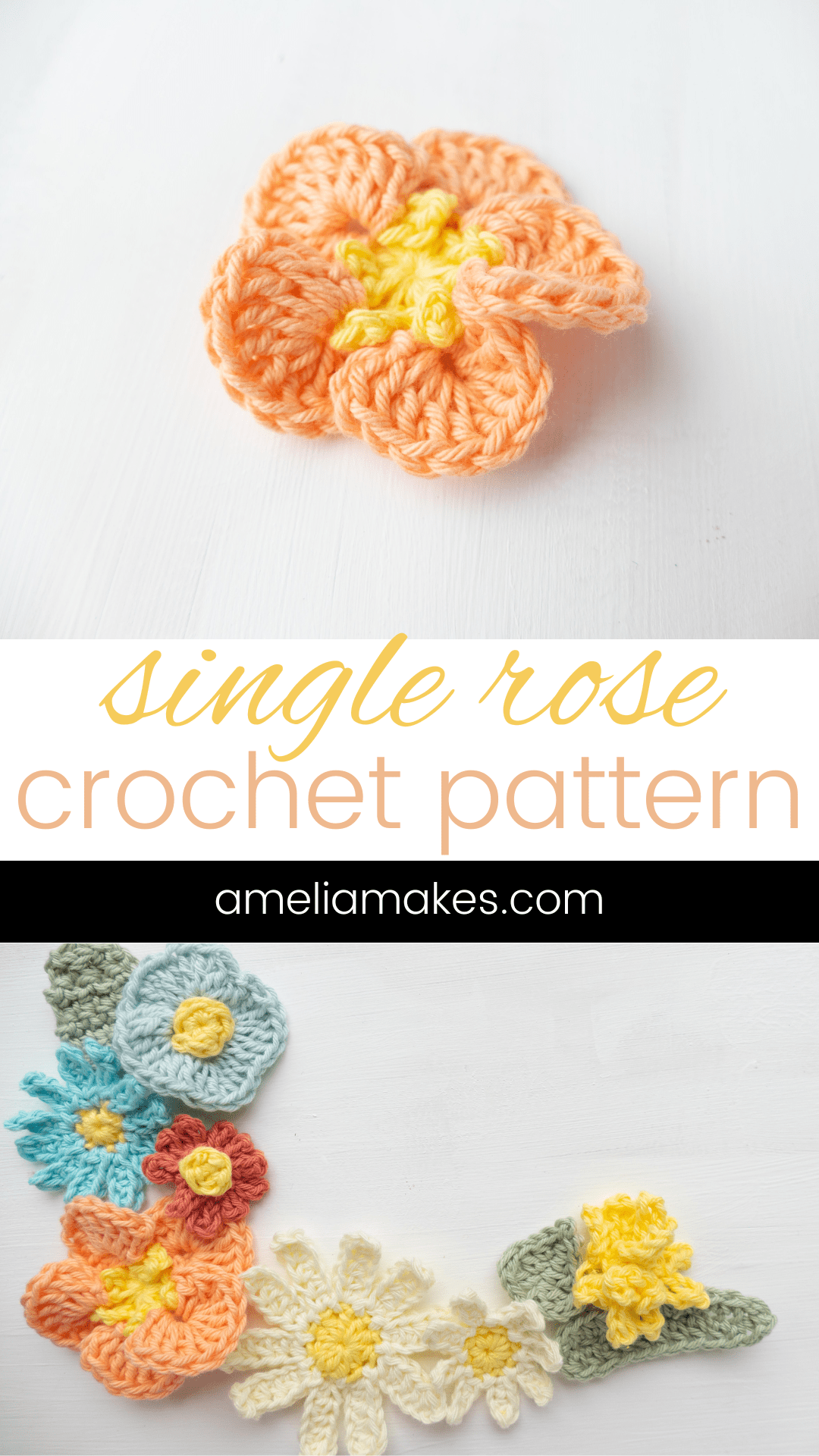 Crochet a Single Rose with Just 4 Basic Stitches - Amelia Makes