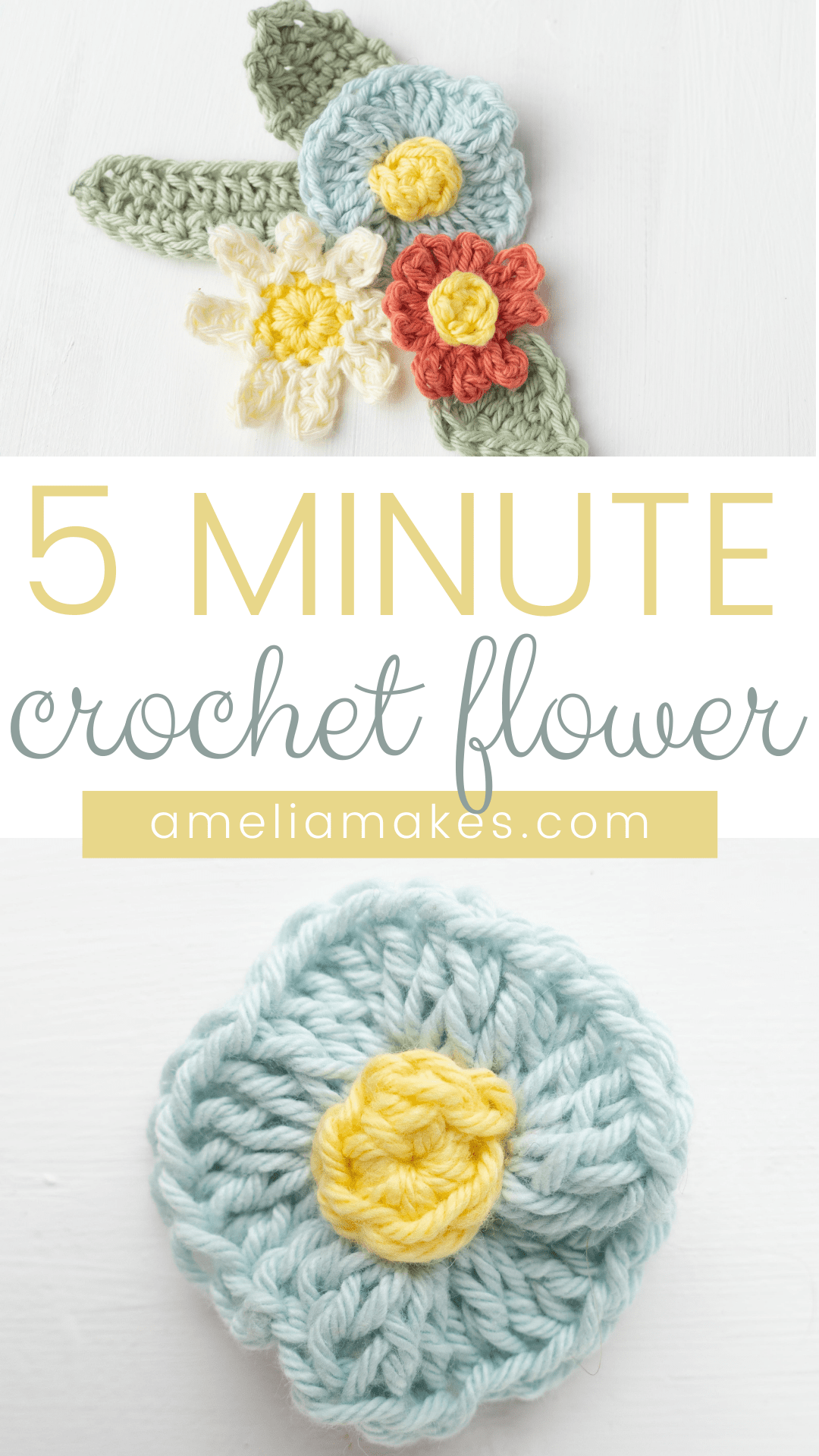 Crochet Ruffle Flower- A Quick Five Minute Free Pattern - Amelia Makes