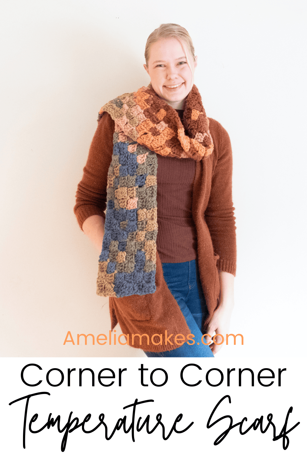 Crochet Corner-to-Corner Temperature Scarf Pattern + Video Tutorial
