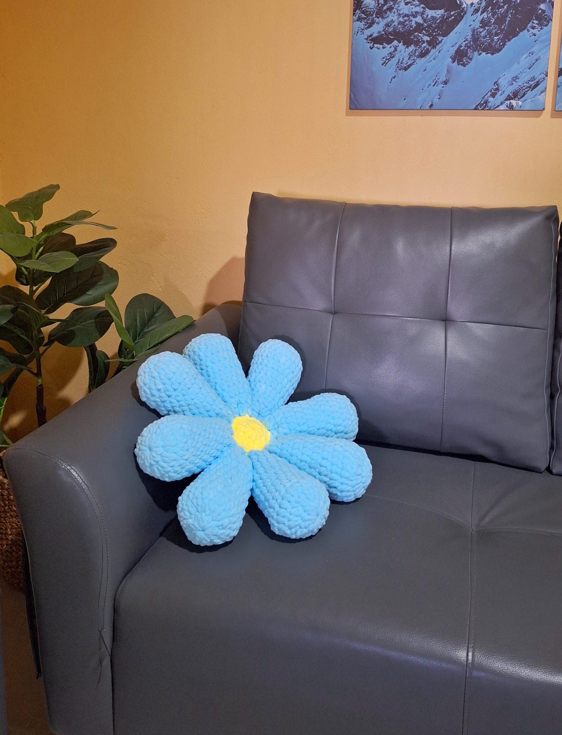 My Colorful Crochet Flower Pillow - Free Pattern - Amelia Makes