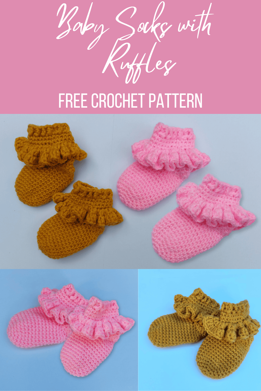 Crochet Adorable Baby Socks With Ruffles - Free Pattern - Amelia Makes