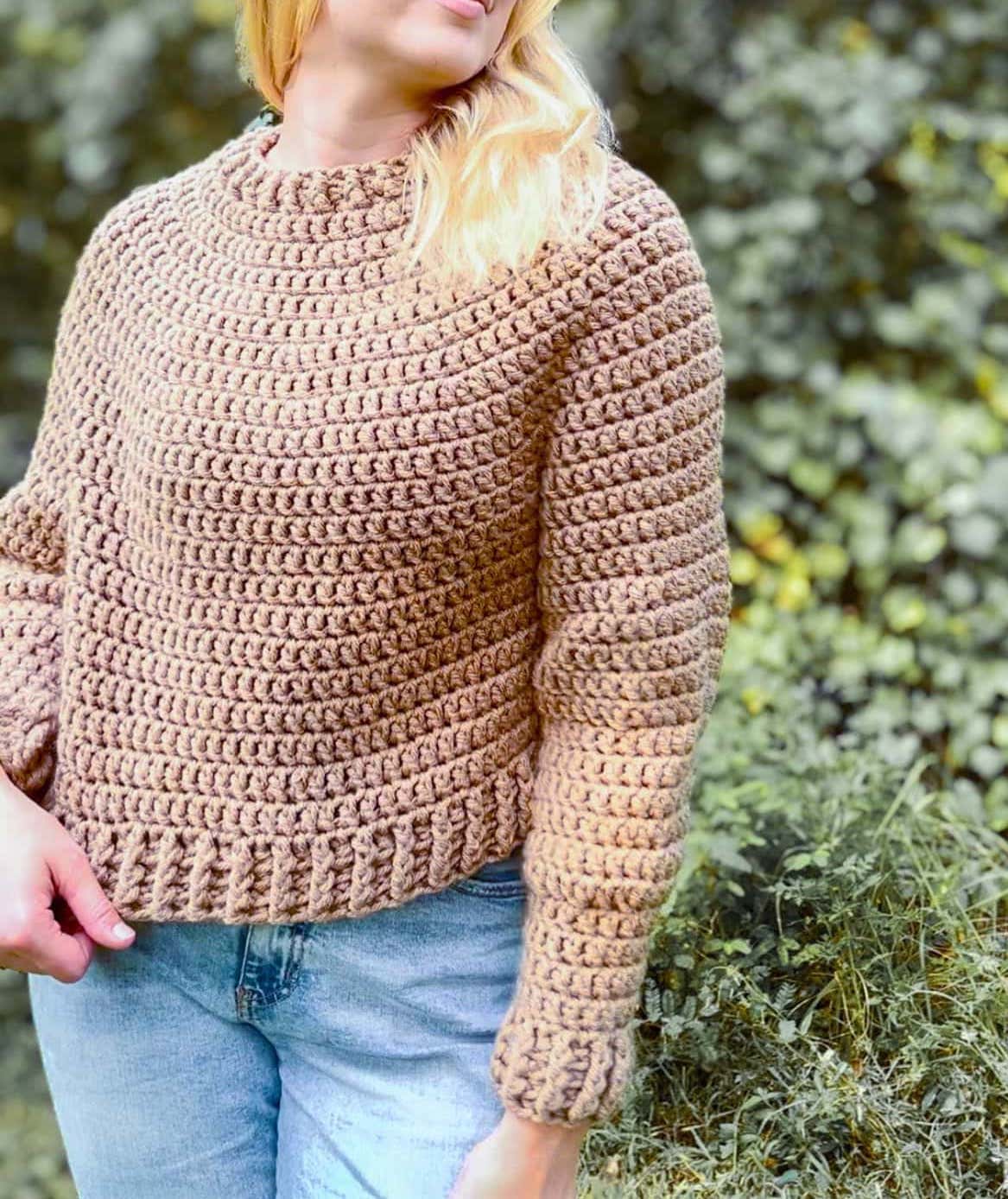 Crochet Gingerbread Sweater With or Without Ruffles! - Amelia Makes