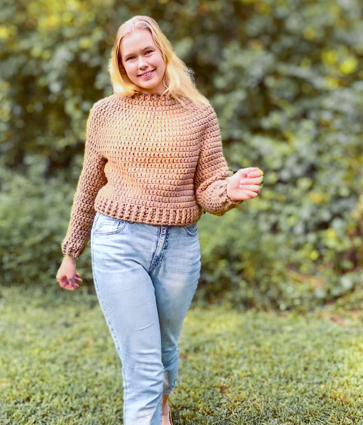 Crochet Gingerbread Sweater With or Without Ruffles! - Amelia Makes
