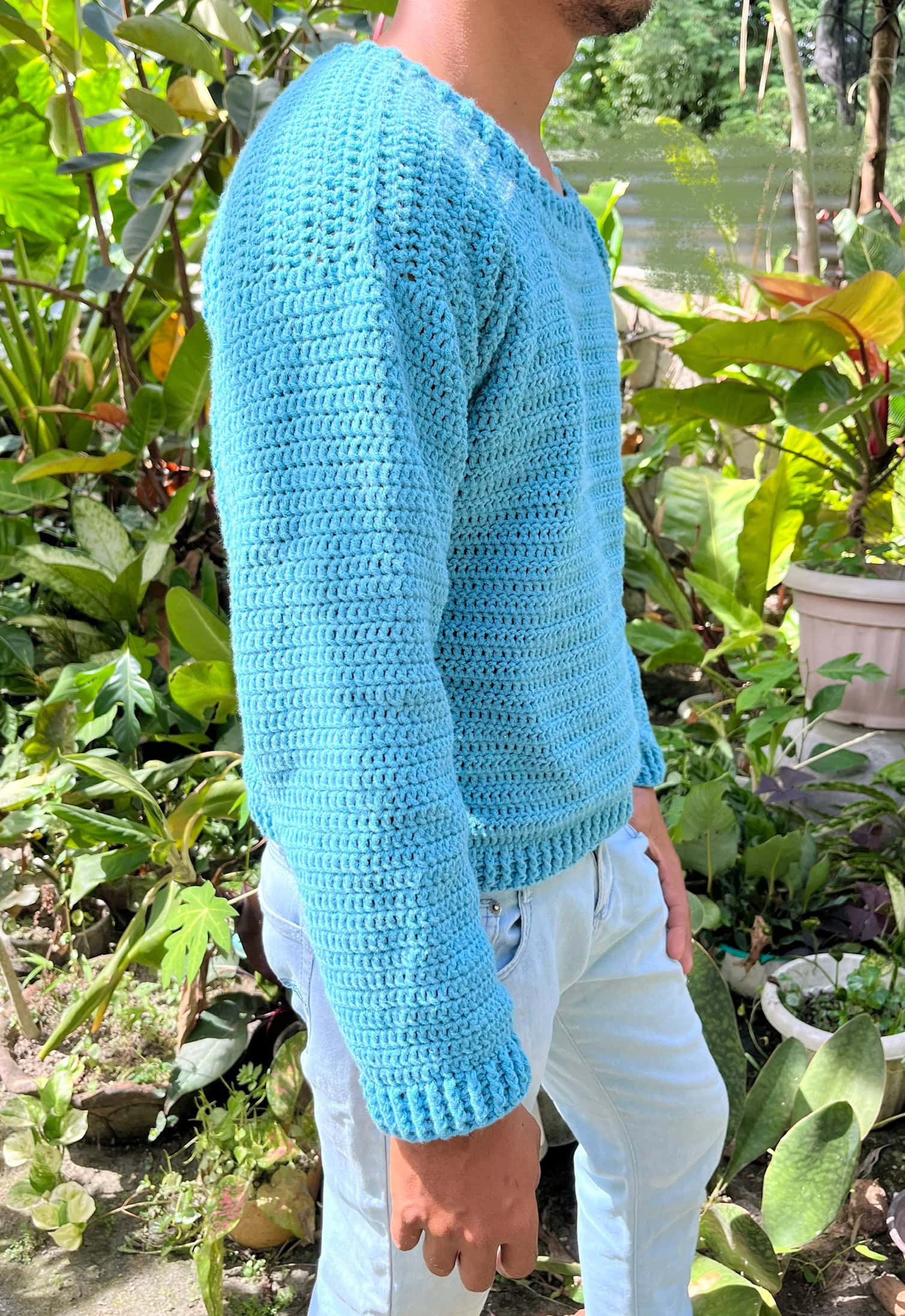 Crochet Pullover Sweater For Men - Free Pattern - Amelia Makes