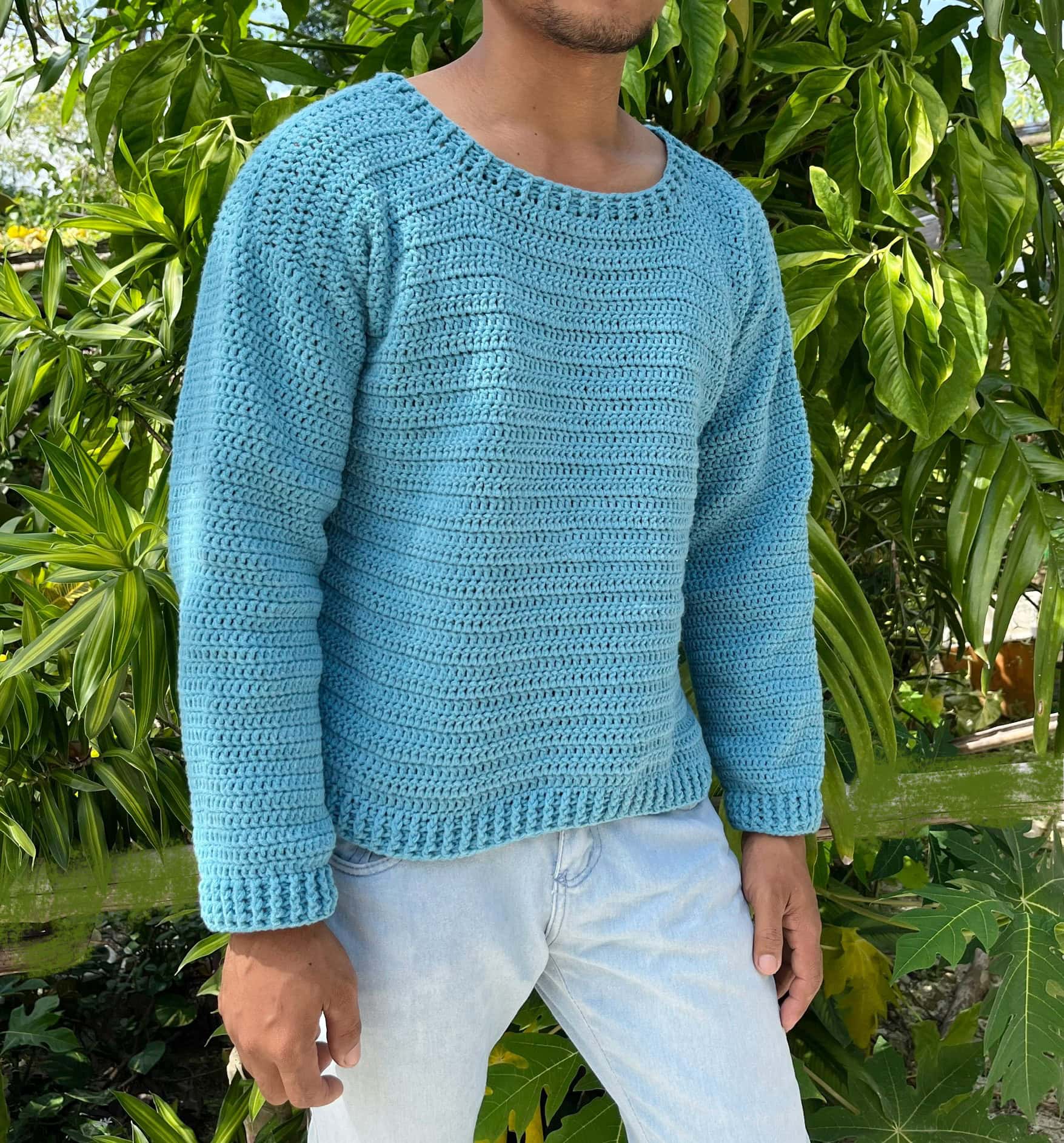 Crochet Pullover Sweater For Men - Free Pattern - Amelia Makes